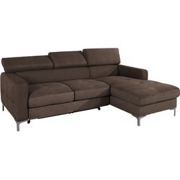 Ecksofa COTTA "Sammy L-Form", braun (espresso), B:226cm H:74cm T:169cm, Struktur (100% Polyester );Chenille (90% Polyester; 10% Polyamid ), Sofas, Ecksofa, mit Kopfteilverstellung, wahlweise mit Bettfunktion & Bettkasten