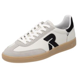 Sneaker RIEKER SPORT "San Diego Swing2GO", Herren, Gr. 42, schwarz-wei&szlig; (sanftes wei&szlig;, schwarz), Leder, Veloursleder, kontrastfarbene Details, Schuhe Sneaker, Retro-Sneaker aus der neuen Christoph Kramer Kollektion