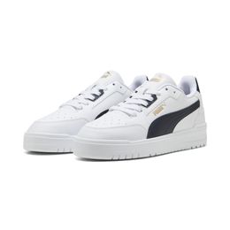 Sneaker Puma "SHUFFLE DOWNTOWN", Herren, Gr. 43, wei&szlig; (Puma wei&szlig;, new navy, Puma gold), Synthetik, Schuhe Sneaker, leicht profilierte Gummilaufsohle, Schn&uuml;rverschluss