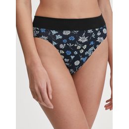 High-Waist-Slip Calida "Elastic Trend", Damen, Gr. M (44/46), schwarz (schwarz print), Single Jersey, Obermaterial: 94% Baumwolle, 6% Elasthan, figurbetont, Unterhosen High-Waist-Slip, breiter Weichbund, elastisch, Single Jersey-Qualit&auml;t, hoher Schnitt