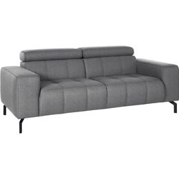 2-Sitzer DOMO collection "Cunelli zeitlos und elegant, moderne Sitzn&auml;hte als Designelement", grau, B:208cm H:79cm T:104cm, Sofas, 2-Sitzer, wahlweise mit 6-fach verstellbaren Kopfteilen, fester Sitzkomfort