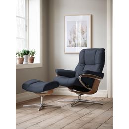 Relaxsessel stressless "Mayfair", blau (oxford blau paloma), B:83cm H:102cm T:74cm, Leder PALOMA: PALOMA ist ein durchgef&auml;rbtes Semianilin-M&ouml;belleder mit nat&uuml;rlicher Narbung., Sessel, Relaxsessel, mit Hocker, mit Cross Base, Gr&ouml;&szlig;e S, M & L, Holzakzent Eiche