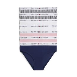 Bikinislip "7PK BIKINI PRINT", M&auml;dchen, Gr. 152/158, 7 Stk., bon pink, navy, it haca, wei&szlig;, Jersey, Obermaterial: 95% Baumwolle, 5% Elasthan, Tommy Hilfiger Underwear, k&ouml;rpernah, Unterhosen Bikinislip, mit Logobund