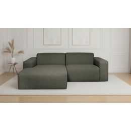Ecksofa OTTO HOME "Koa, 228 cm, L-Form, Modulsofa in Cord, Chenille, Struktur, Webstoff", gr&uuml;n (khaki), B:228cm H:88cm T:159cm, 62% Polypropylen, 32% Polyester, Sofas, Ecksofa, Designsofa, weicher Lounge-Sitzkomfort, Welleunterfederung, bodentief