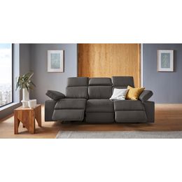 3-Sitzer Home Affaire "Kilado", grau, B:229cm H:98cm T:99cm, Echtleder/Kunstleder, Sofas, 3-Sitzer, mit 2x Relaxfunktion, verstellbarer Armlehne, Kopfteilverstellung