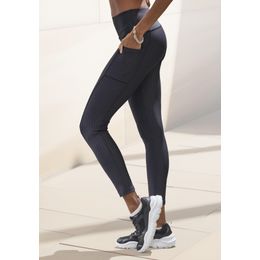 Funktionsleggings Lascana, Damen, Gr. M (40/42), N-Gr, schwarz, Obermaterial: 85% Polyester, 15% Elasthan, Hahnentrittmuster, figurbetont lang, Hosen Funktionsleggings, im Allover-Muster, Topseller