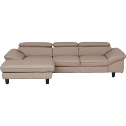 Ecksofa Home Affaire "Pilot L-Form", beige (sand), B:268cm H:73cm T:108cm, 100% Polyester, Feinstruktur 75000 Scheuertouren, Struktur 35000 Scheuertouren, Microfaser 40000, Sofas, Ecksofa, mit Kopfteilverstellung, wahlweise mit Bettfunktion & Bettkasten