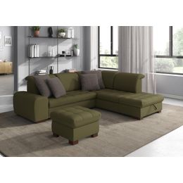 Sit & More Ecksofa SIT & MORE "Luxor L-Form", gr&uuml;n (olive), B:259cm H:82cm T:224cm, Luxus-Microfaser ALTARA NUBUCK (100% Polyester);Soft clean (98% Polyester, 2% Polyamid);Struktur fein (100% Polyester), Sofas, Ecksofa, wahlweise mit Bettfunktion, Stauraum und Kopfteilverstellung