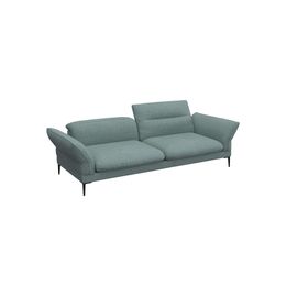 3-Sitzer FLEXLUX "Salino, Funktionssofa, Relaxsofa", blau (sky blau), B:248cm H:88cm T:105cm, 62% Polyester, 17% Cotton, 14% Viscose, 7% Linen, Sofas, 3-Sitzer, Sofa mit Arm- und Kopfteil-Verstellungen, Kaltschaum & Stahl-Wellen