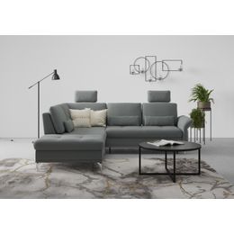 Ecksofa Home Affaire "Palm Beach L-Form", grau, B:263cm H:89cm T:224cm, 100%Polyester, Sofas, Ecksofa, Federkern, mit Sitztiefenverstellung, wahlweise mit Bettfunktion