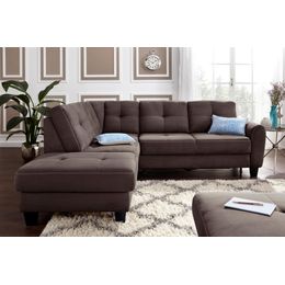 Sit & More Ecksofa SIT & MORE "Varese L-Form", braun (dunkelbraun), B:240cm H:91cm T:214cm, Luxus-Microfaser (100% Polyester)IStruktur fein (100% Polyester)IFlachgewebe (95% Polyester, 5% Polyamid), Sofas, Ecksofa, mit Federkern, wahlweise mit Bettfunktion und Stauraum