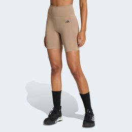 Shorts adidas Performance "OPTIM&Eacute; ESSENTIALS KURZE LEGGINGS MIT, 18 CM", Damen, Gr. XS, N-Gr, chalky braun, normal, gr., Interlock, Obermaterial: 85% Polyester, 15% Elasthan, Hosen Shorts
