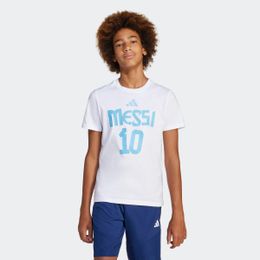 Trainingsshirt adidas Performance "MESSI NAME AND NUMBER GRAPHIC KIDS", Herren, Gr. 176, wei&szlig;, Obermaterial: 100% Baumwolle, Shirts Trainingsshirt, f&uuml;r Kinder, sportlicher Stil, mit auff&auml;lliger Grafik, aus Baumwolle