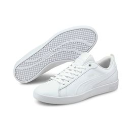 Sneaker Puma "SMASH WNS V2 L", Damen, Gr. 38, Puma wei&szlig;, Puma wei&szlig;, Leder, unifarben, Schuhe Sneaker, aus Leder und Synthetik, atmungsaktives Innenmaterial aus Textil