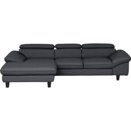 Ecksofa Home Affaire "Pilot L-Form", grau (fango), B:268cm H:73cm T:108cm, 100% Polyester, Feinstruktur 75000 Scheuertouren, Struktur 35000 Scheuertouren, Microfaser 40000, Sofas, Ecksofa, mit Kopfteilverstellung, wahlweise mit Bettfunktion & Bettkasten