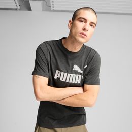 T-Shirt Puma "ESS NO. 1 LOGO HEATHER TEE", Herren, Gr. M, grau (schwarz gray heather), Jersey, Obermaterial: 65% Polyester, 35% Baumwolle, unifarben, regular fit normal, Rundhals, Shirts T-Shirt, Regular Fit, Kurzarm, Rundhalsausschnitt, meliertes Design