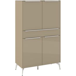 Highboard "Reno", taupe matt lack, glas taupe glanz, B:92cm H:155cm T:42cm, Glas, Holzwerkstoff, SET ONE BY Musterring, Sideboards, Highboard, Mit Winkelfu&szlig; in diversen Farben, 155 cm H&ouml;he & Farbauswahl
