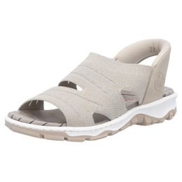 Sandale Rieker, Damen, Gr. 38, beige (hellbeige), Lederimitat, Textil, unifarben, Schuhe Sandale, Trekkingsandale, Outdoorsandale, Sommerschuh mit Elastik-Einschlupf
