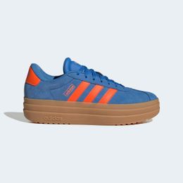 Plateausneaker adidas Sportswear "VL COURT BOLD", Damen, Gr. 38,5, bunt (ray blau, impact orange, gum 3), Leder, Synthetik, Schuhe Plateausneaker, inspiriert vom Design des adidas gazelle bold