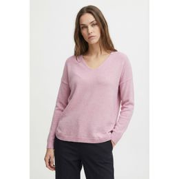 V-Ausschnitt-Pullover Only CARMAKOMA "CARMARGARETA LS PULLOVER KNT NOOS", Damen, Gr. M, rosa (light pink detail:melange), Strick, Obermaterial: 50% Viskose, 27% Nylon, 23% Polyester, meliert, normal normal, V-Ausschnitt, Rippstrickb&uuml;ndchen, Pullover V-Ausschnitt-Pullover, Viskosemischung, regular fit