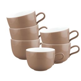 Tasse Seltmann Weiden "Milchkaffeetassen Liberty Pure Colors 380 ml 6er Set", braun (cocoa braun), B:10,3cm H:7,4cm &Oslash;:10,3cm, Porzellan, Trinkgef&auml;&szlig;e, Tasse, Sp&uuml;lmaschinenfest, Mikrowellensicher, Ofenfest
