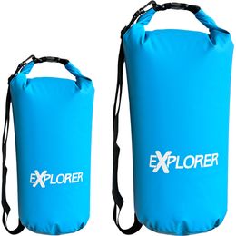 Aufbewahrungstasche EXPLORER "Packsack Rollsack 10 L / 20 L wasserdicht, mit Schultergurt" Gr. 20, blau, Taschen, Herren, 20, PVC, Aufbewahrungstasche, Rolltop Tasche f&uuml;r Sup Camping Kajak Wandern Angeln Bootfahren Rafting