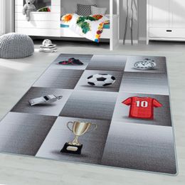 Kinderteppich Ayyildiz Teppiche "PLAY 2906", grau, B:120cm H:6mm L:170cm, Polyamid, Teppiche, Kinderteppich, robuster Kurzflor, Fussball, Kinderzimmer