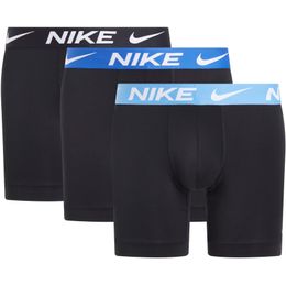 Boxer NIKE UNDERWEAR "BOXER BRIEF 3PK", Herren, Gr. S (46), 3 Stk., blau (blk, game royal, uni blau, blk wb), Jersey, Obermaterial: 92% Polyamid, 8% Elasthan, k&ouml;rpernah, Unterhosen Boxer, mit NIKE Logo-Elastikbund