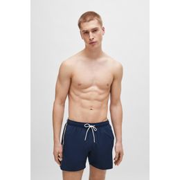 Badeshorts BOSS "Iconic", Herren, Gr. L, N-Gr, blau (navy 413), Microfaser, Polyester, unifarben mit Farbeinsatz, Badehosen Badeshorts, mit Ges&auml;&szlig;tasche