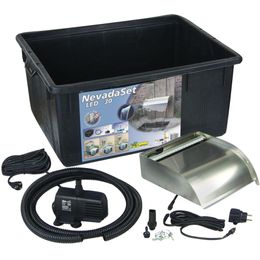 Ubbink Wasserfall "Nevada Set 30 cm / mit LED-Beleuchtung / inkl. Wasserbecken", silber, Wasserspiele, Komplettset mit Pumpe und Anschlussmaterial, Wasserfall