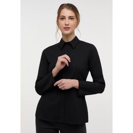 Hemdbluse Eterna "FITTED", Damen, Gr. 38, schwarz, 79% Baumwolle, 3% Elasthan, 18% Polyamid, schmal, Blusen Hemdbluse, EASY IRON (b&uuml;gelleicht)