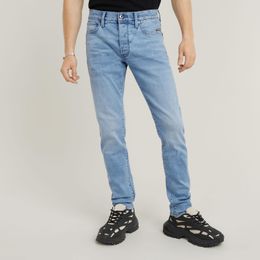 G-Star Raw Slim-fit-Jeans G-STAR "3301 Slim", Herren, Gr. 36, L&auml;nge 32, blau (lt aged), Denim/Jeans, Obermaterial: 92% Baumwolle, 7% Elastomultiester, 1% sonstige Fasern, slim fit lang, Jeans Slim-fit-Jeans, mit toller Waschung und Elasthan