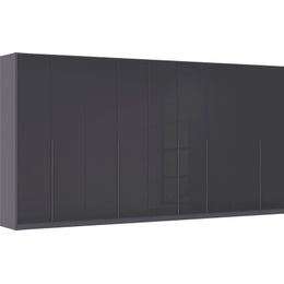 Dreht&uuml;renschrank OTTO HOME "Kleiderschrank Kleiderschr&auml;nke Schrank Garderobe AGORDO mit Glasfront", graumetallic, glas basalt, B:405cm H:229cm T:54cm, Schr&auml;nke, Dreht&uuml;renschrank, durchdachte Innenausstattung, in 8 Breiten und 2 H&ouml;hen MADE IN GERMANY
