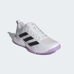 Hallenschuh adidas Performance "COURT TEAM BOUNCE 2.0", Damen, Gr. 42, wei&szlig; (cloud wei&szlig;, core schwarz, powder plum), Synthetik, Textil, Schuhe Hallenschuh, Volleyballschuh