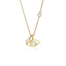 Silberkette Elli Premium "Halskette Evil Eye Opal Solit&auml;r Topas Tropfen 925 Silber" Gr. 45, gold, Halsketten, Damen, mit Stein, Silber 925 (Sterlingsilber), Silberkette