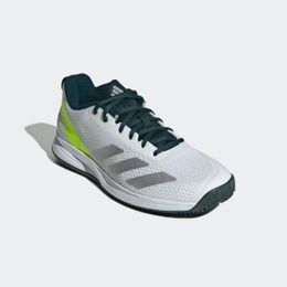 Tennisschuh adidas Performance "COURTFLASH SPEED 2", Herren, Gr. 48, silber (cloud wei&szlig;, silber metallic, lucid lemon), Synthetik, Textil, Schuhe Tennisschuh, f&uuml;r Hartcourt, All-Court
