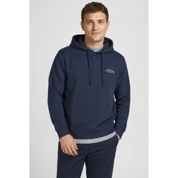 Jack & Jones Kapuzensweatshirt JACK & JONES "JJCOLLEGE LOGO SWEAT HOOD", Herren, Gr. S, navy blazer, Sweatware, Obermaterial: 80% Baumwolle, 20% Polyester, unifarben, relaxed fit h&uuml;ftlang, Rundhals, Rippb&uuml;ndchen, Sweatshirts Kapuzensweatshirt