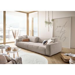 Big-Sofa 3C CANDY "Yoshy Mega Sofa mit Komfortfunktionen, modern und bequem", grau (taupe), B:298cm H:74cm T:120cm, 88% Polyester, 12% Polyacryl, Sofas, Big-Sofa, Zwei Sitztiefen durch verstellbare R&uuml;ckenlehne, Bezug in Cord