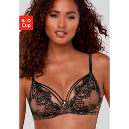 B&uuml;gel-BH Lascana, Damen, Gr. 80, Cup D, schwarz (leo bedruckt), Mesh, Obermaterial: 50% Polyamid, 43% Polyester, 7% Elasthan, BHs B&uuml;gel-BH, mit verf&uuml;hrerischem B&auml;nderdetail, verf&uuml;hrerische Dessous, Reizw&auml;sche