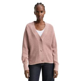Cardigan Tom Tailor Denim, Damen, Gr. XL (42), rosa (antique rose melange), Strick, Obermaterial: 50% Baumwolle, 50% Polyacryl, regular fit taillenbedeckt, V-Ausschnitt, B&uuml;ndchen, Strickjacken Cardigan, mit Strickstruktur und Knopfleiste