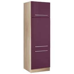 K&uuml;hlumbauschrank KOCHSTATION "KS-Eton", lila (aubergine hochglanz), B:60cm H:200cm T:60cm, Schr&auml;nke, K&uuml;hlumbauschrank