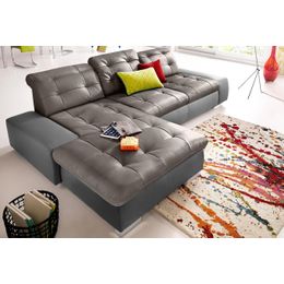Sit & More Ecksofa SIT & MORE "Palomino L-Form", grau (fango, delfin), B:284cm H:84cm T:109cm, Kunstleder SOFTLUX/Struktur (100% Polyester);Kunstleder SOFTLUX/Feinstruktur (100% Polyester);Kunstleder SOFTLUX/ NaturLEDER (echtes Rindsleder), Sofas, Ecksofa, wahlweise XL oder XXL und mit Bettfunktion
