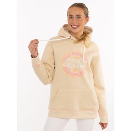 Hoodie Zwillingsherz "Cat Mom", Damen, Gr. S/M, beige, Sweatware, Obermaterial: 50% Baumwolle, 50% Polyester, regular fit normal, V-Ausschnitt, angesetztes B&uuml;ndchen mit Daumenl&ouml;chern, Sweatshirts Hoodie, mit aufgesticktem Katzenmotiv und Kontrastn&auml;hten
