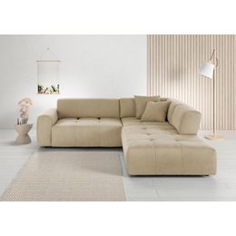 Ecksofa 3C CANDY "Yoshy Komfortsofa, bequem und modern, hochwertige Verarbeitungsdetails", grau (taupe), B:285cm H:74cm T:268cm, 100% Polyester, Sofas, Ecksofa, Zwei verschiedene Sitztiefen durch verstellbare R&uuml;ckenlehne, L-Form