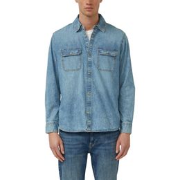Jeanshemd s.Oliver, Herren, Gr. 3XL, N-Gr, blau, Denim/Jeans, Obermaterial: 100% Baumwolle, unifarben, regular fit h&uuml;ftbedeckend, Manschette, Hemden Jeanshemd, mit Brusttaschen und aus reiner Baumwolle
