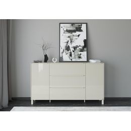Sideboard "Reno", kaschmir matt lack, glas kaschmir glanz, B:182cm H:106cm T:42cm, Glas, Holzwerkstoff, SET ONE BY Musterring, Sideboards, Sideboard, Mit Vierkantfu&szlig; in diversen Farben, 106 cm H&ouml;he & Farbauswahl