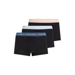 Trunk "LOW RISE TRUNK 3PK", Herren, Gr. L (52), 3 Stk., blau (b, vint ind, mln frenzy, h blau wbs), Jersey, Obermaterial: 95% Baumwolle, 5% Elasthan, Calvin Klein Underwear, k&ouml;rpernah, Unterhosen Trunk, mit Logoschriftz&uuml;gen