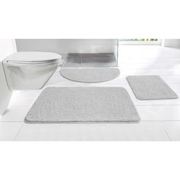 Badematte OTTO HOME "Regona, Badteppich, Badvorleger, Badezimmer Teppich" Gr. 5, grau (hellgrau), H:15mm, Polyester, Badematten, Badematte, Uni Farben, besonders weich, als rechteckig und halbrund erh&auml;ltlich