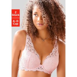 Push-up-BH Petite Fleur, Damen, Gr. 75, Cup C, rosa (rosenholz, ros&eacute;), Spitze, Obermaterial: 60% Polyamid, 35% Polyester, 5% Elasthan, BHs Push-up-BH, in High Apex Schnittform, Dessous