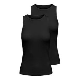 Tanktop Only "ONLSALLY TANK TOP 2 PACK CS JRS", Damen, Gr. XS, schwarz pack:schwarz, Jersey, Obermaterial: 95% Baumwolle, 5% Elasthan, unifarben, slim fit normal, Rundhals, Tops Tanktop